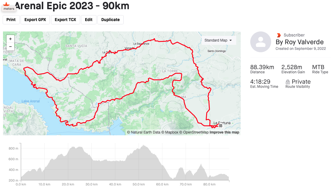 Arenal Epic · Ruta 90km